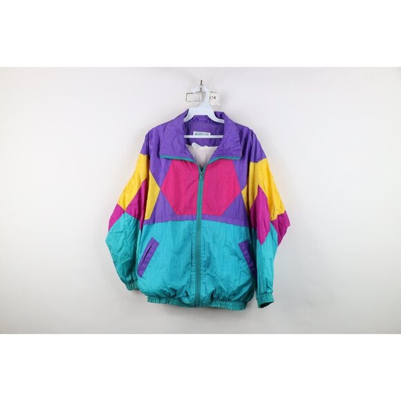 Vintage | Jackets & Coats | Vtg 9s Streetwear Womens Medium Rainbow ...